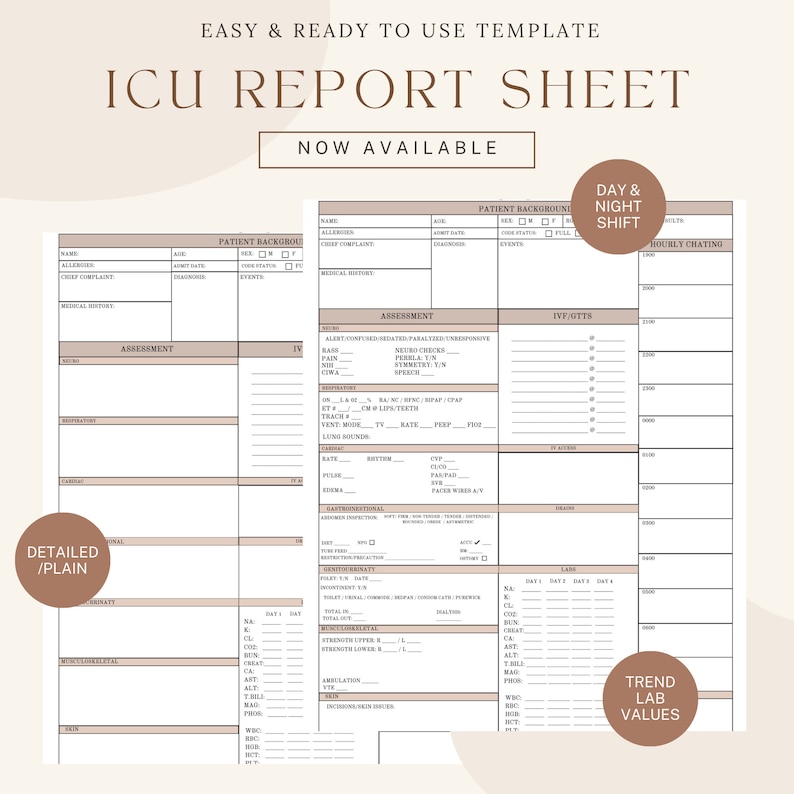 ICU Report Sheet | ICU Nurse Report Sheet | Icu Nurse Hourly Brain ...