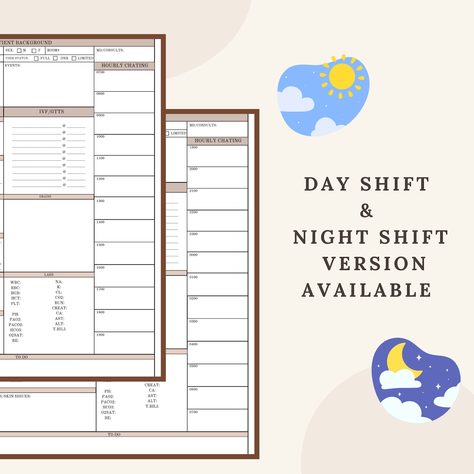 Icu Nurse Report Sheet Icu Report Sheet With Hourly Rounding And