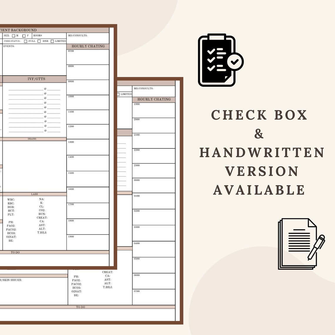 ICU Nurse Report Sheet | ICU Report Sheet | With Hourly Rounding and ...