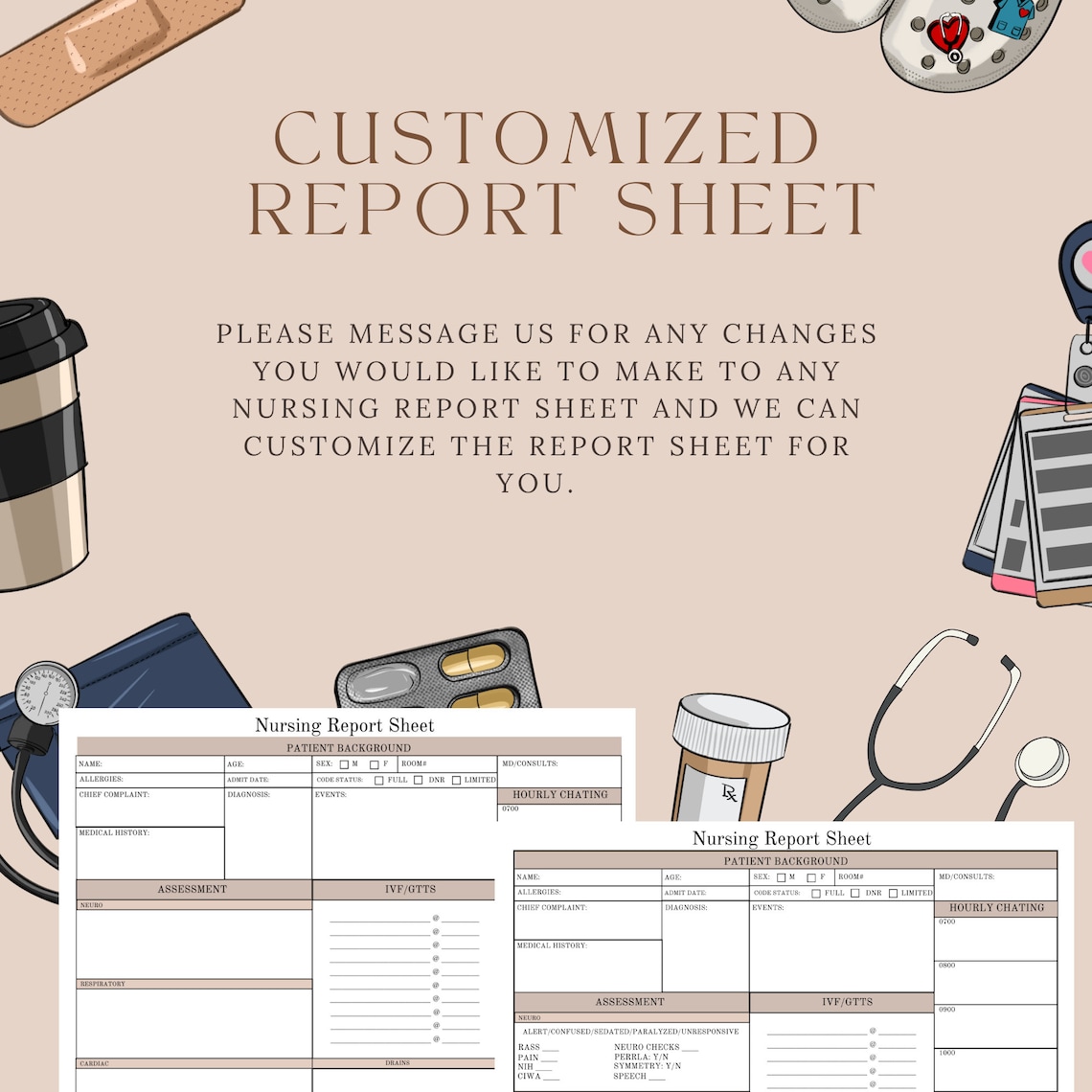 Personalized Nurse Report Sheet - Etsy