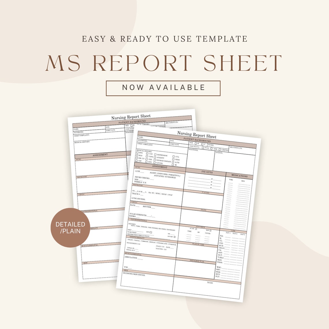 Nursing Report Sheet | Med-surg | Telemetry | Med Surg Report Sheet ...