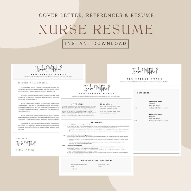 Registered Nurse Resume Bundle Resume Nursing Resume for Google Docs ...