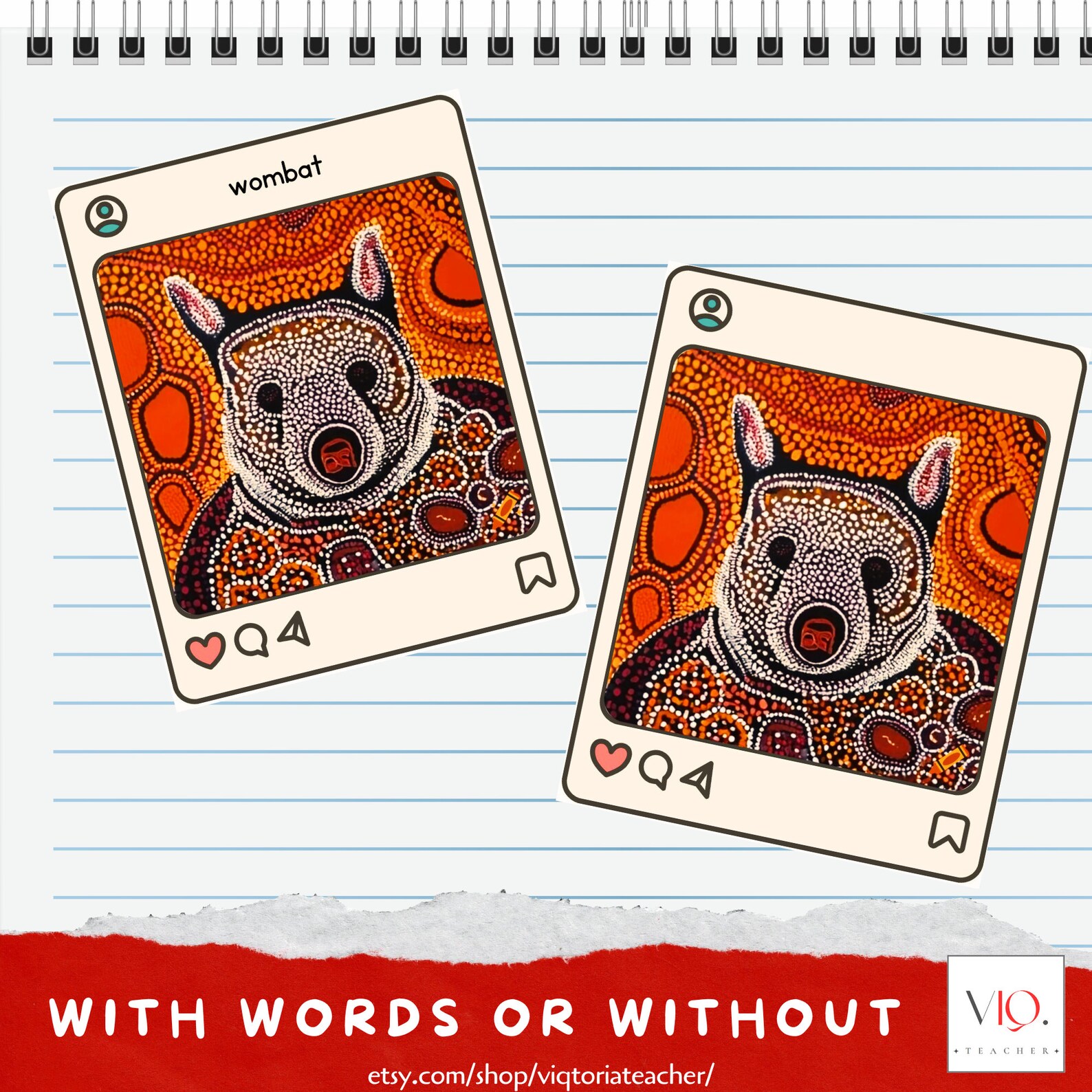 18x2 AUSTRALIAN ANIMALS FLASHCARDS (made in Aboriginal Art) - Etsy