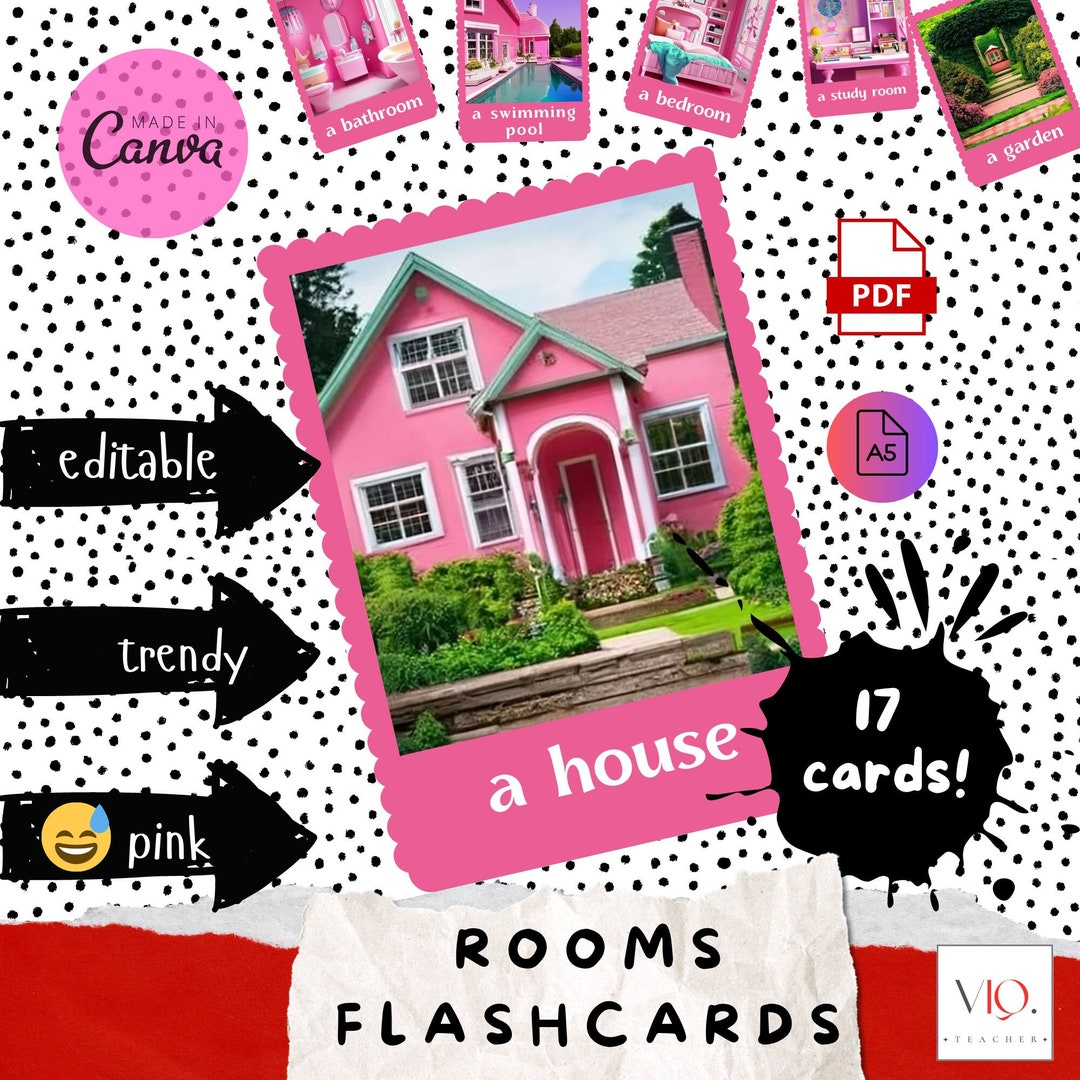 17 ROOMS IN A DOLLHOUSE/ Barbie-themed Printable and Editable ...