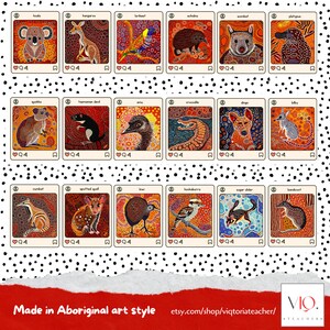 18x2 AUSTRALIAN ANIMALS FLASHCARDS (made in Aboriginal Art) - Etsy