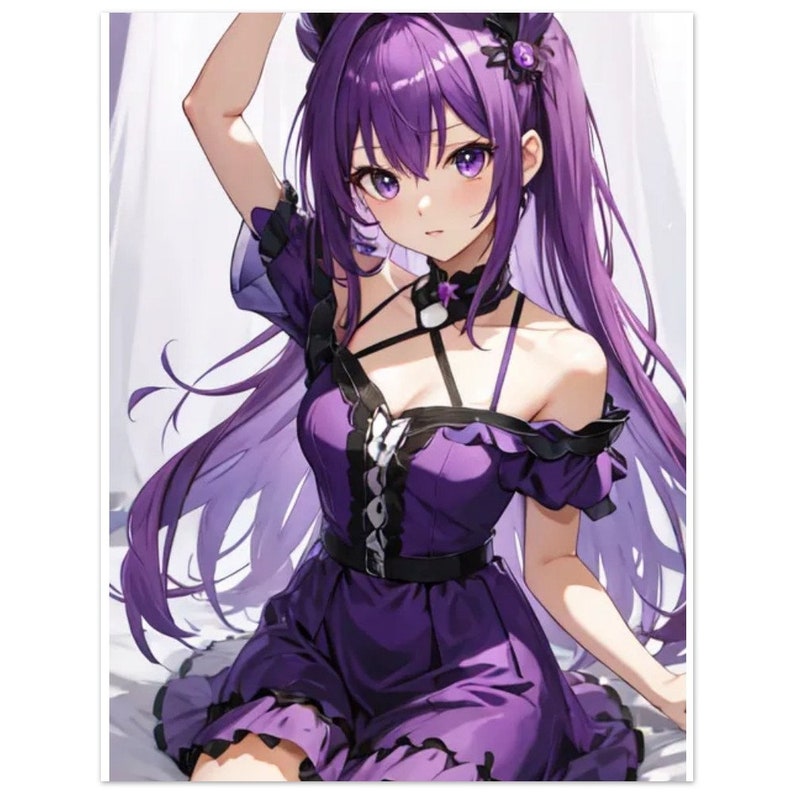 Anime Girl Purple Dress Poster Etsy