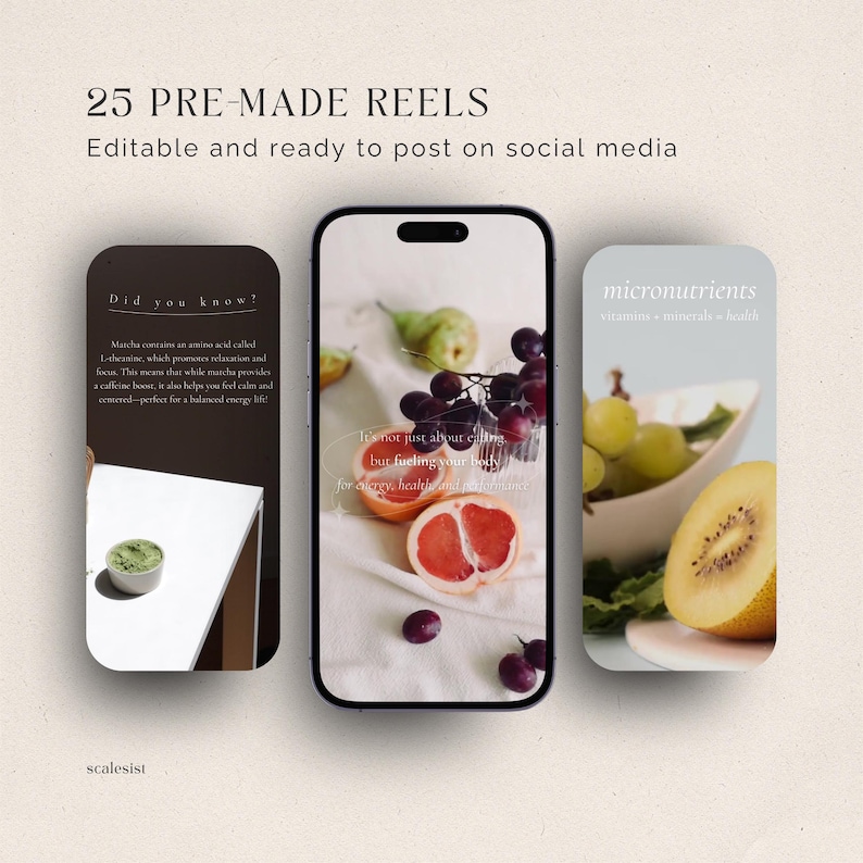 25 Nutrition Coach Instagram Reel Editable in Canva, Health Wellness ...