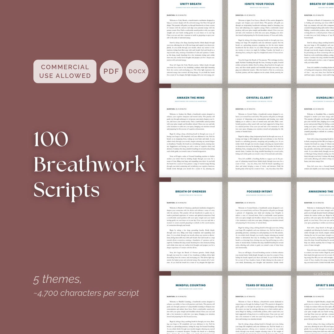 100 Breathwork Scripts for Coaches, Guided Relaxation Healing and Focus ...