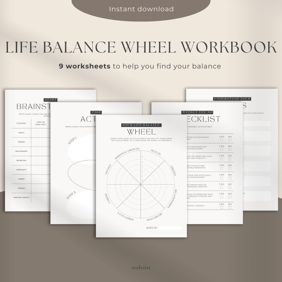 Life Balance Wheel Workbook 9 Goal Setting Worksheets - Etsy