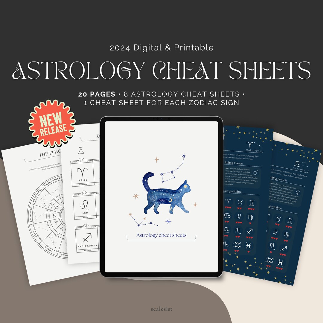 Astrology Cheat Sheets and Zodiac Signs Cheat Sheets Astrology for Beginners 20 Pages Printable ...