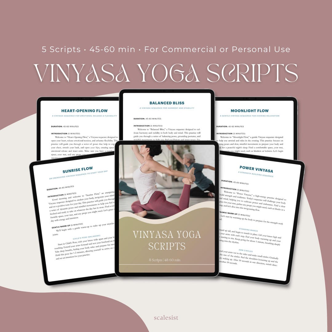 5 Vinyasa Yoga Scripts for Yoga Instructors and Practitioners, 45-60 ...