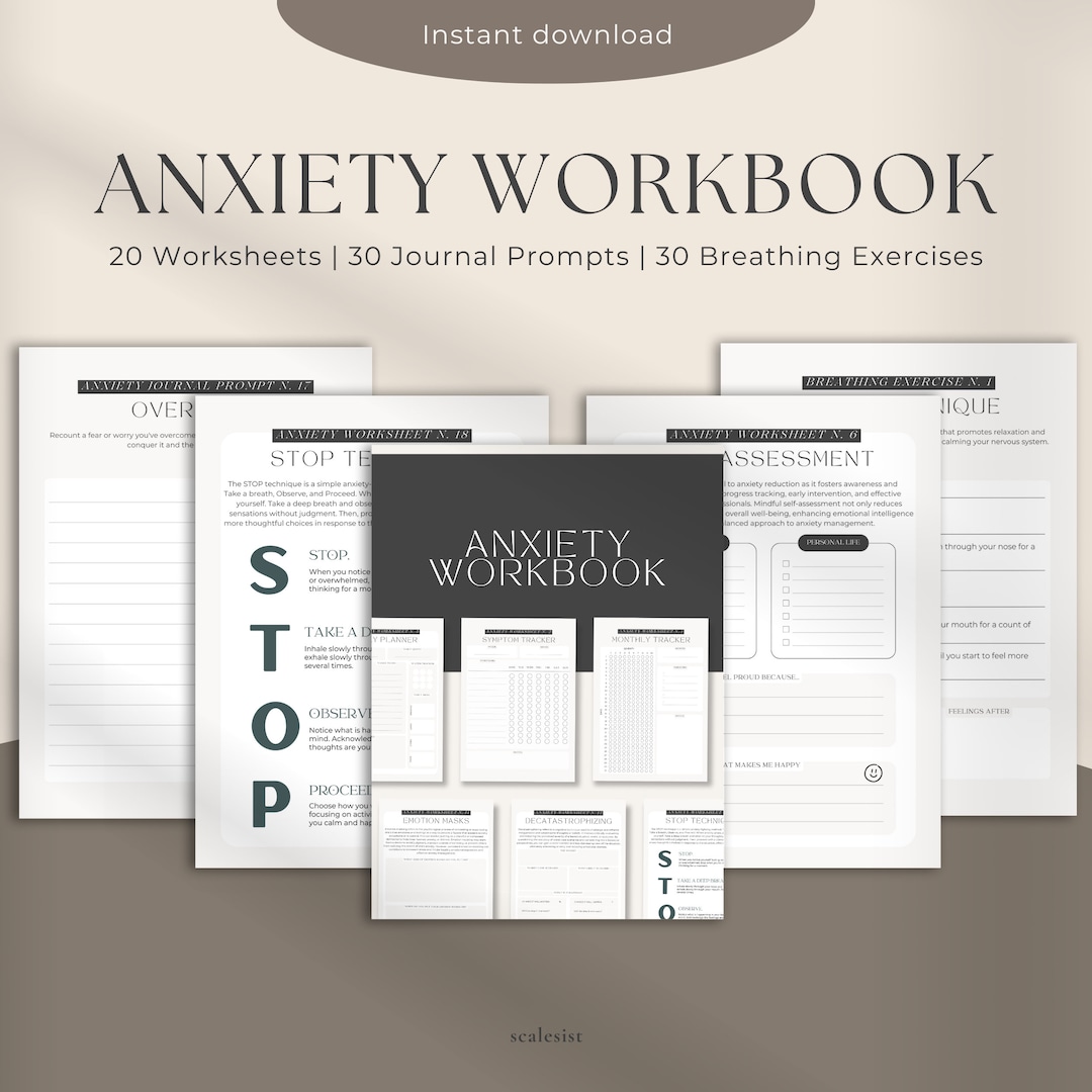 Anxiety Workbook 70 Self-care Worksheets With Smooth Design Printable ...