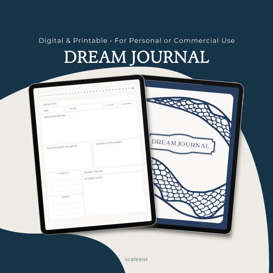 Monthly Dream Journal, Digital Reusable PDF, 28–31 Day Format • Track ...