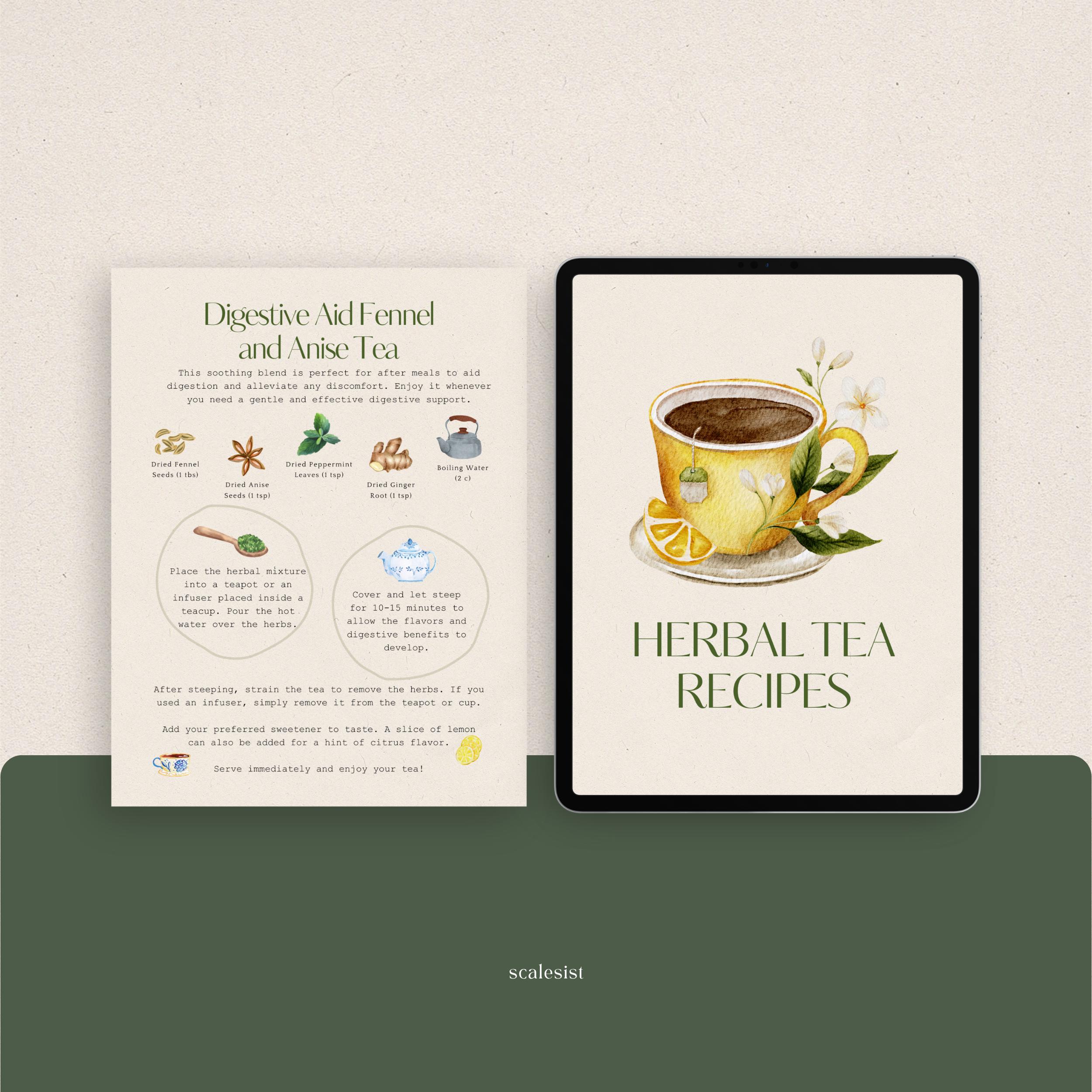 Herbal Tea Recipes Printable PDF, 20 Wellness Blends for Relaxation ...