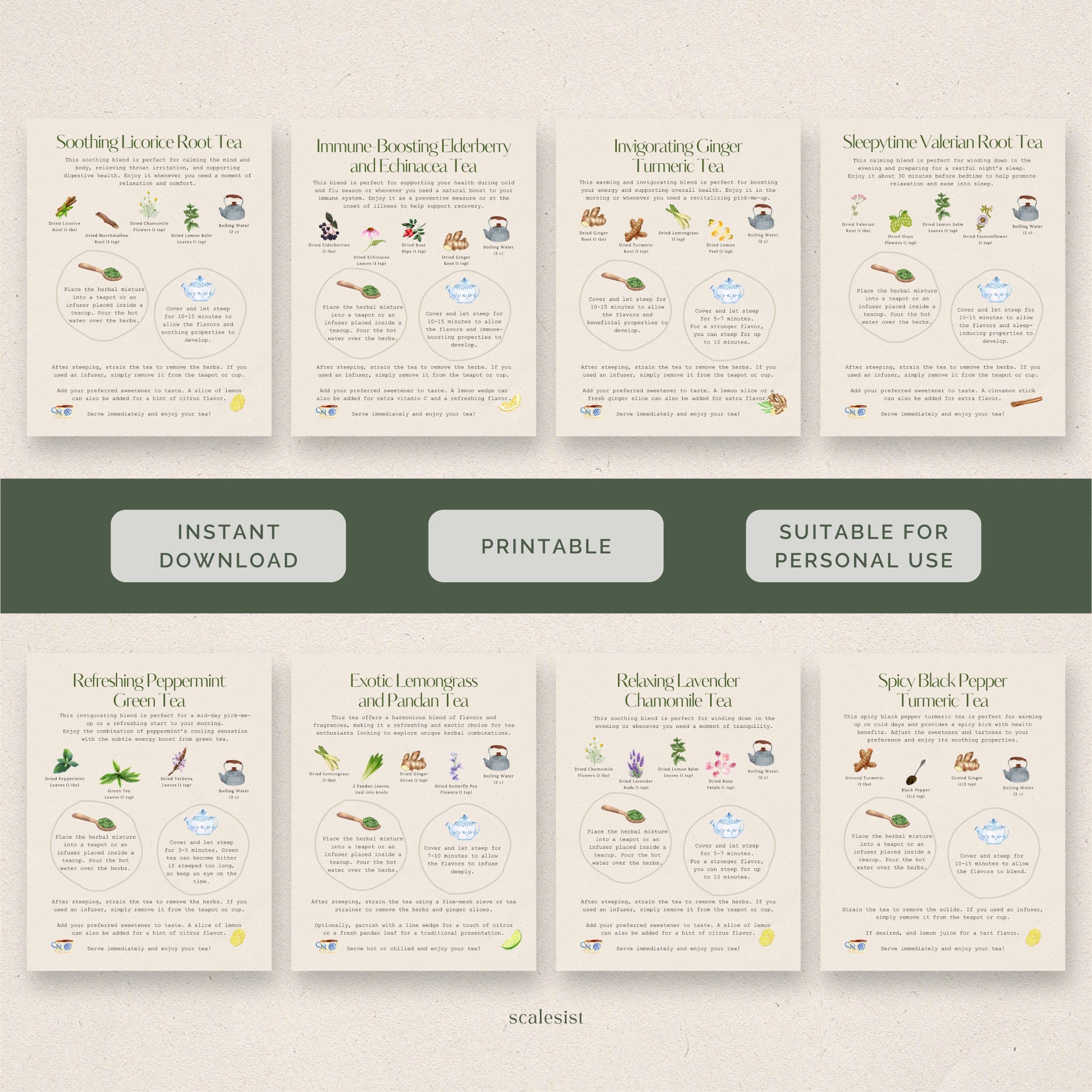 Herbal Tea Recipes Printable PDF, 20 Wellness Blends for Relaxation ...