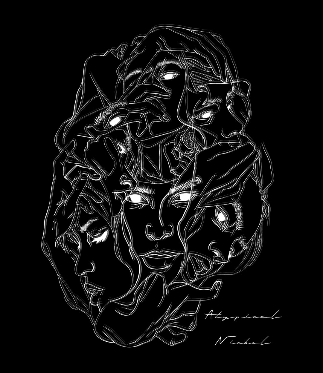 Multiple Person Line Drawing, Digital Art, Digital Print, Printable ...