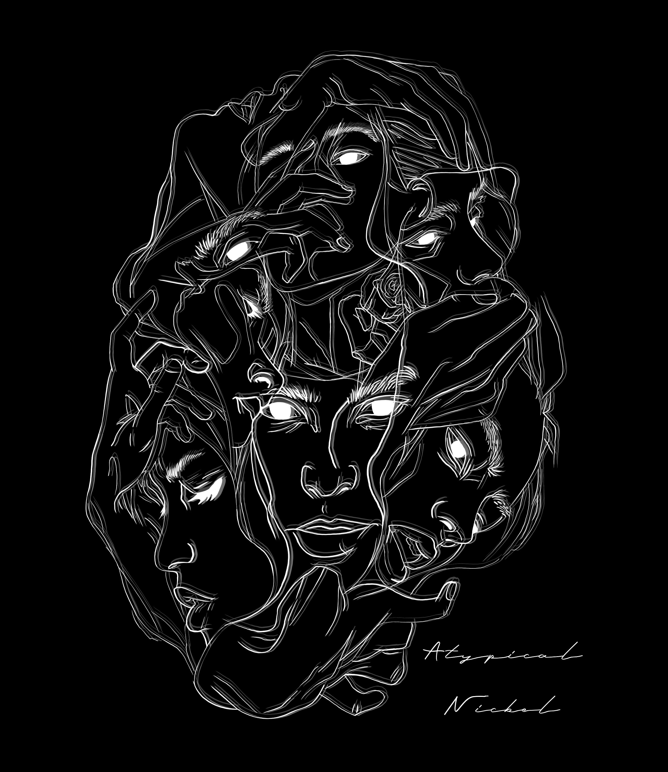 Multiple Person Line Drawing, Digital Art, Digital Print, Printable ...