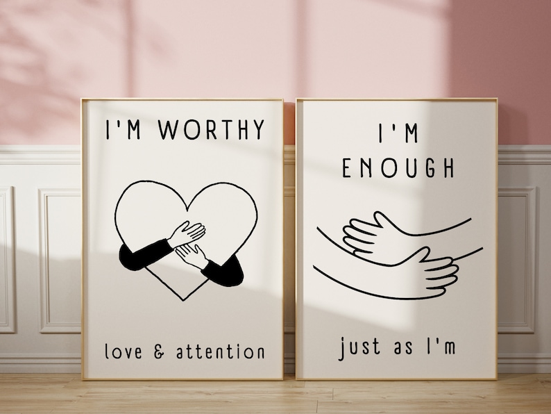 DAILY AFFIRMATIONS Poster Set 3 Piece Wall Art, I Am Enough Poster ...