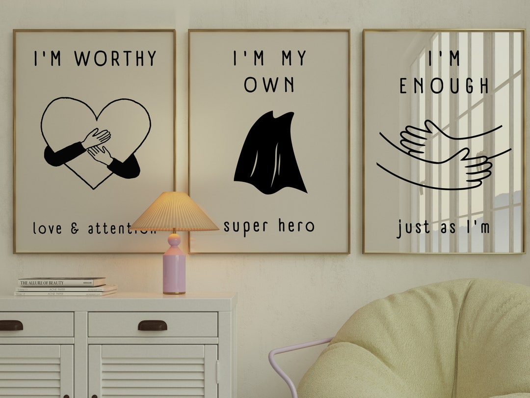 DAILY AFFIRMATIONS Poster Set 3 Piece Wall Art, I Am Enough Poster ...