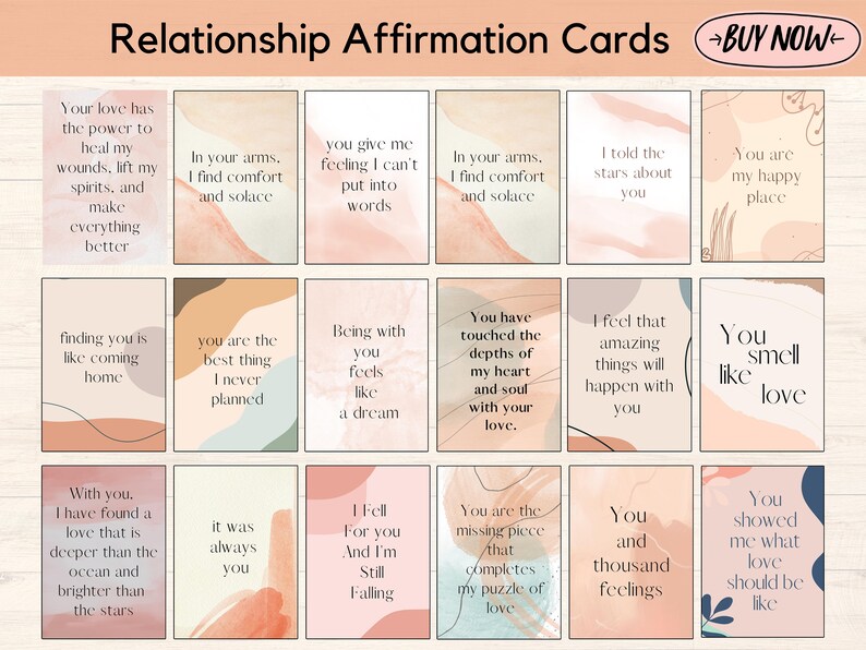 Relationship Affirmation Cards Printable for Couples,inspirational Love ...