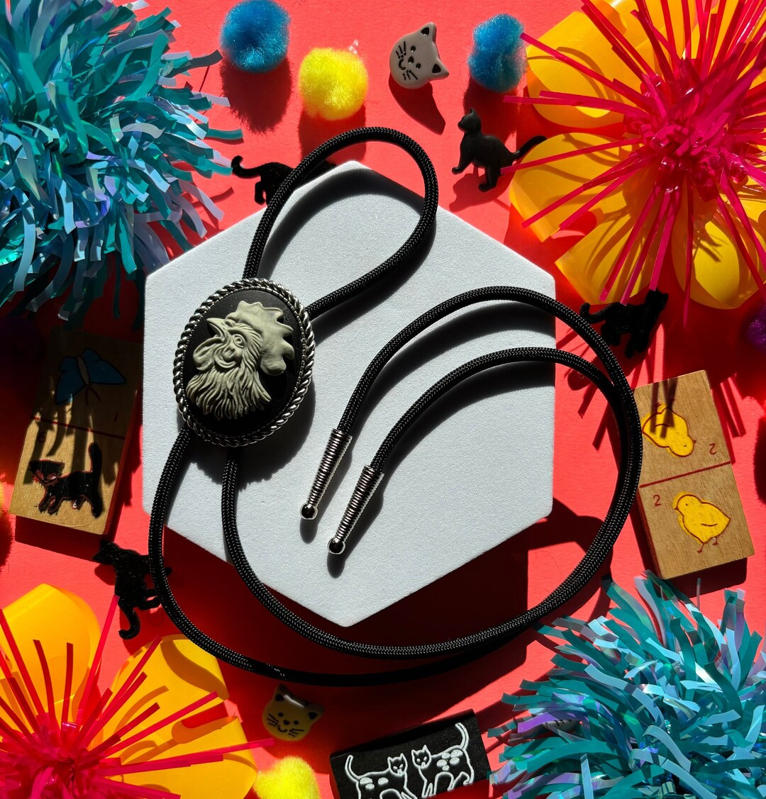 Cluckin’ Around Rooster Bolo Tie / Black Rooster Cameo / Handmade ...