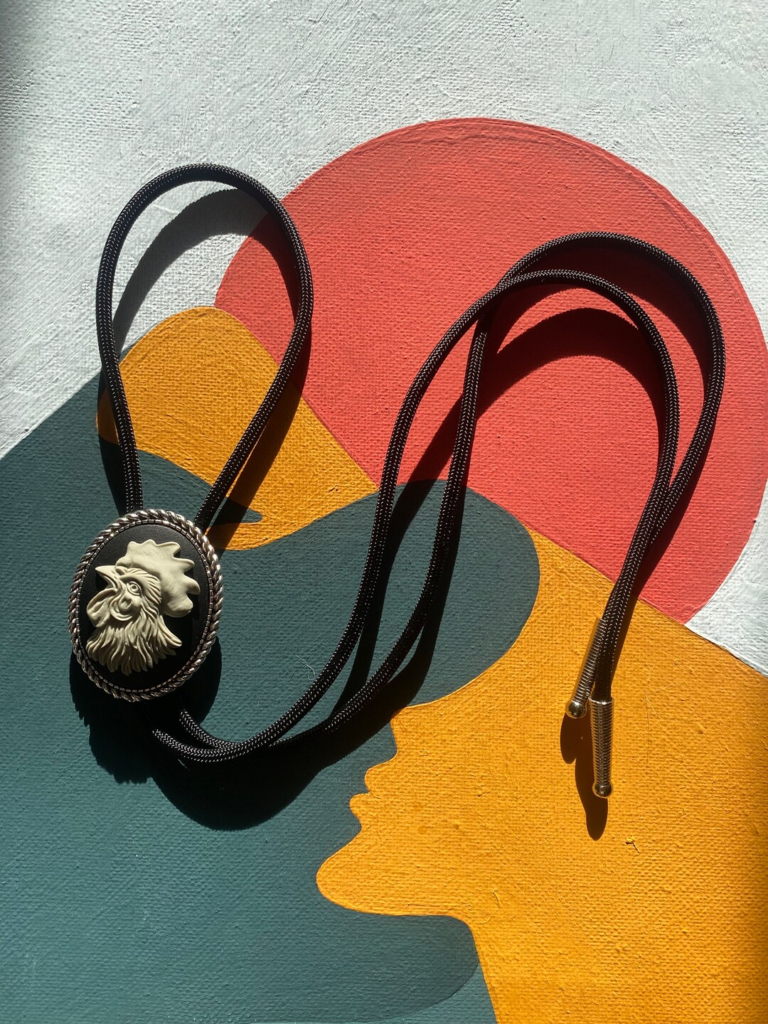 Cluckin Around Rooster Bolo Tie / Black Rooster Cameo / Handmade ...