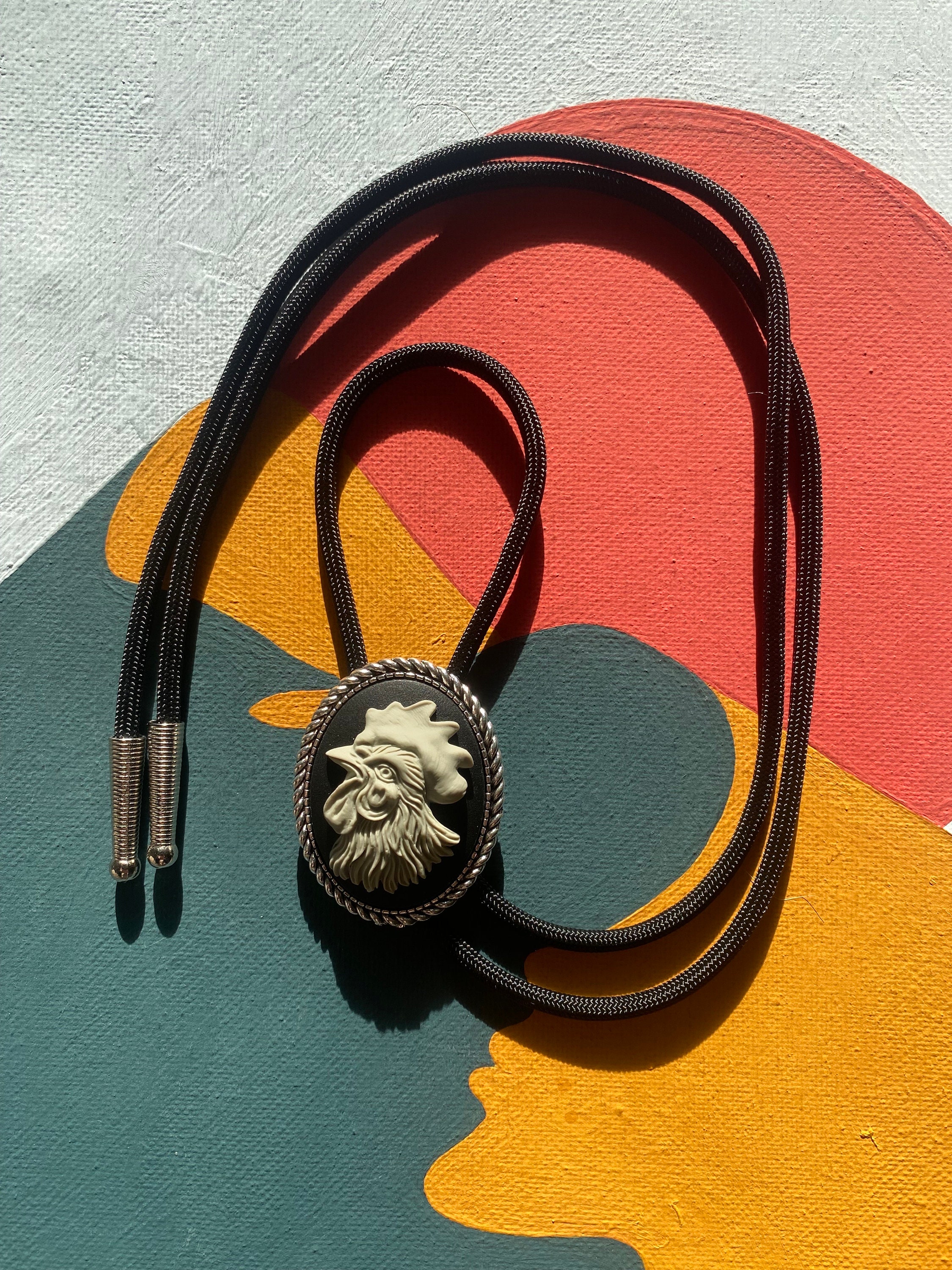 Cluckin Around Rooster Bolo Tie / Black Rooster Cameo / Handmade ...