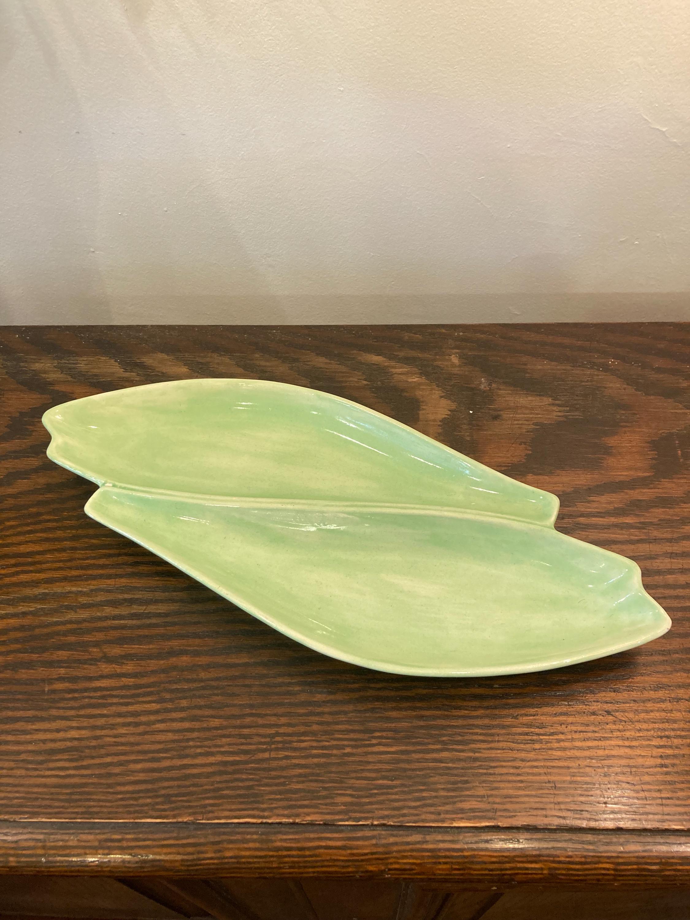 Vintage Ceramic Green Serving Platter - Etsy