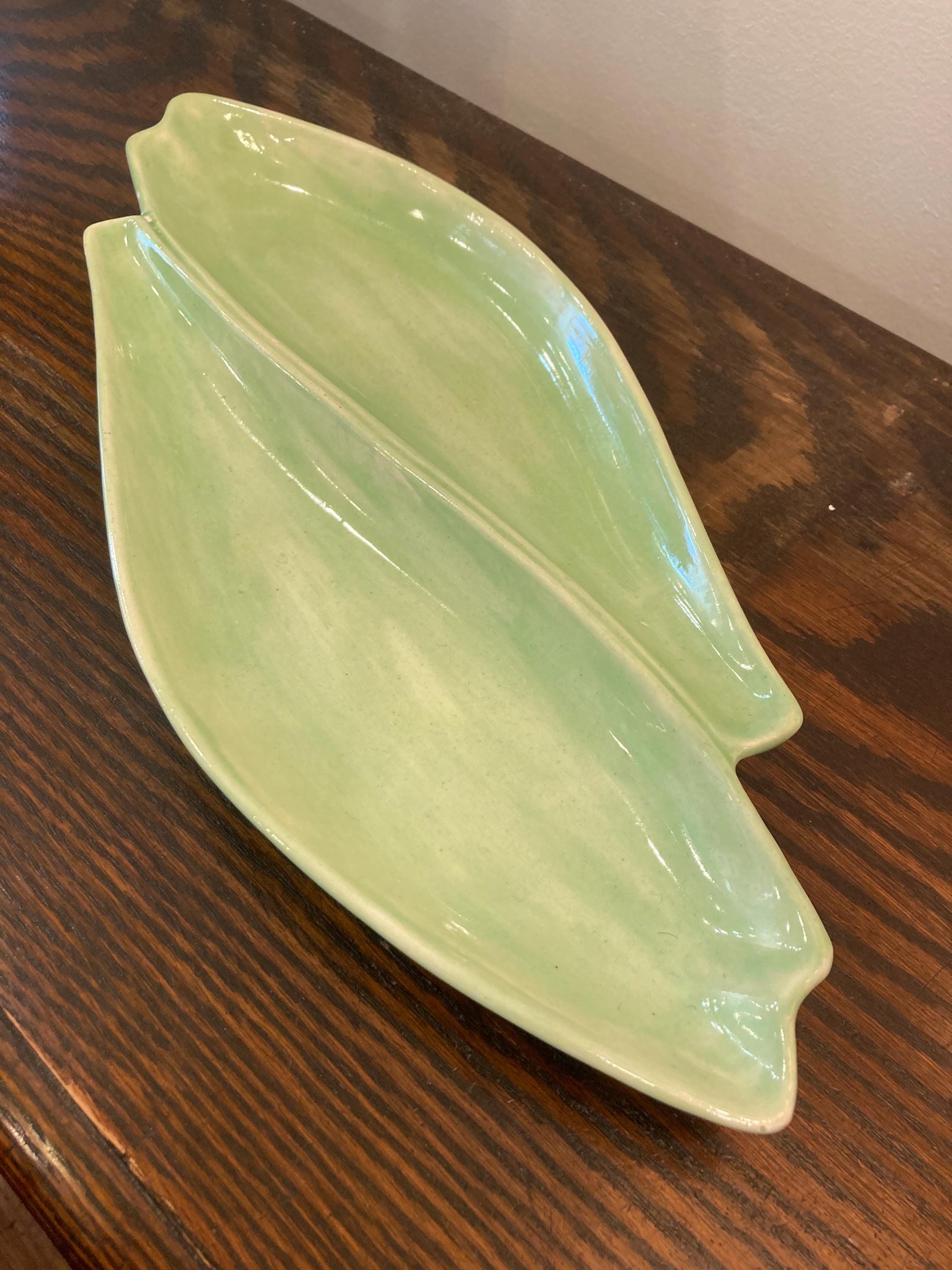 Vintage Ceramic Green Serving Platter - Etsy
