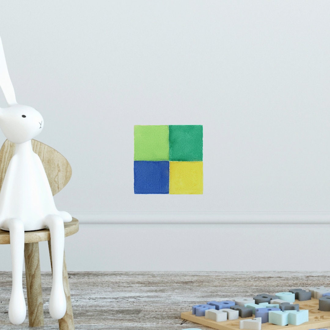 Watercolor Square Wall Decals | Hand Painted Square Motif | Reusable ...
