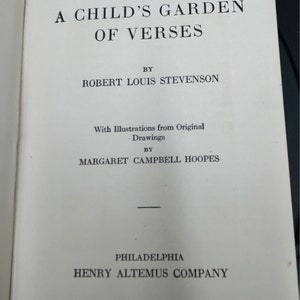 A Childs Garden of Verses by Robert Louis Stevenson Copyright 1921 - Etsy