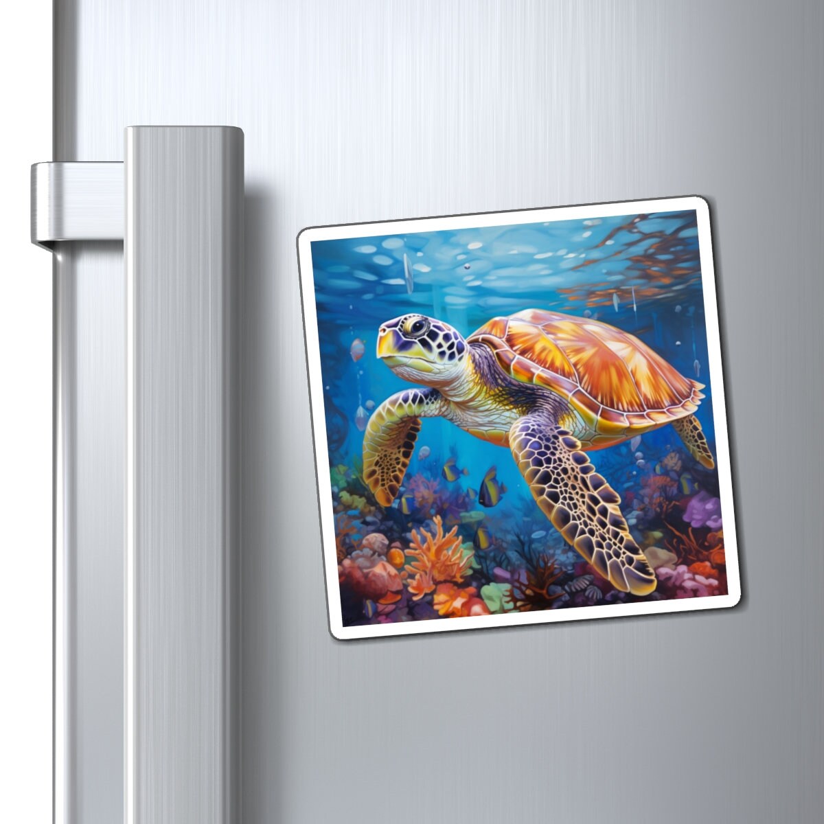 Portrait of a Sea Turtle Magnets Animal Fridge Magnet Underwater Art ...