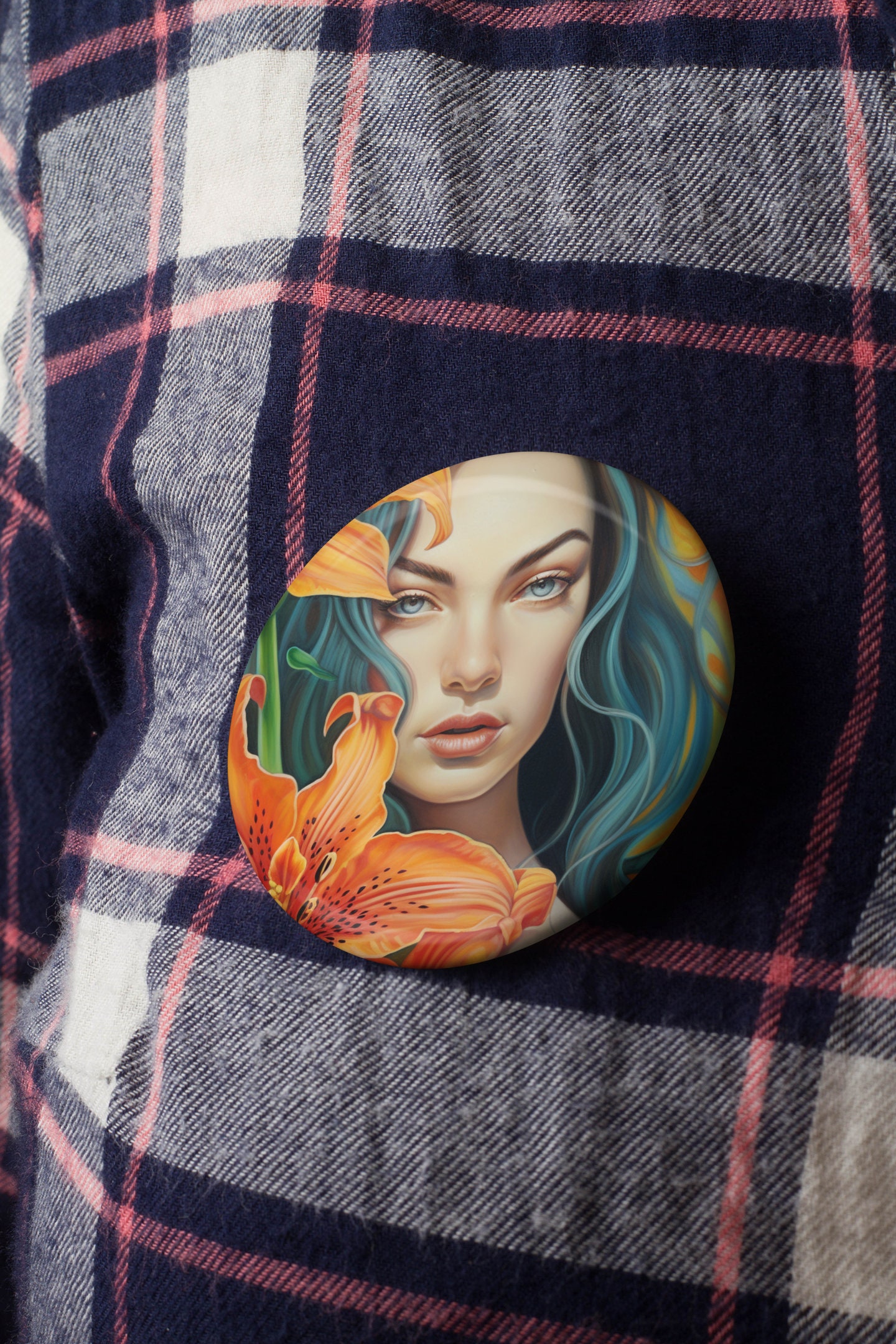Pin up Comic Book Anime Woman and Tiger Lily Custom Pin Button Anime ...