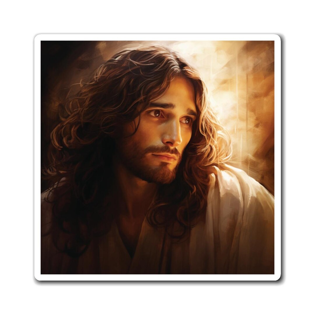 Portrait of Jesus Square Magnets | Artist Rendition | Religious Artwork ...