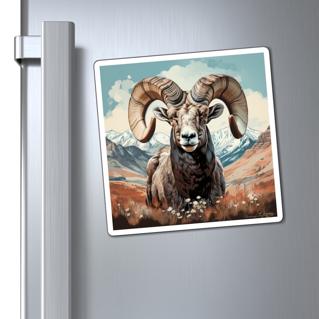 Bighorn Ram Fridge Magnet | Original Animal Art, Colorado Rockies - Etsy