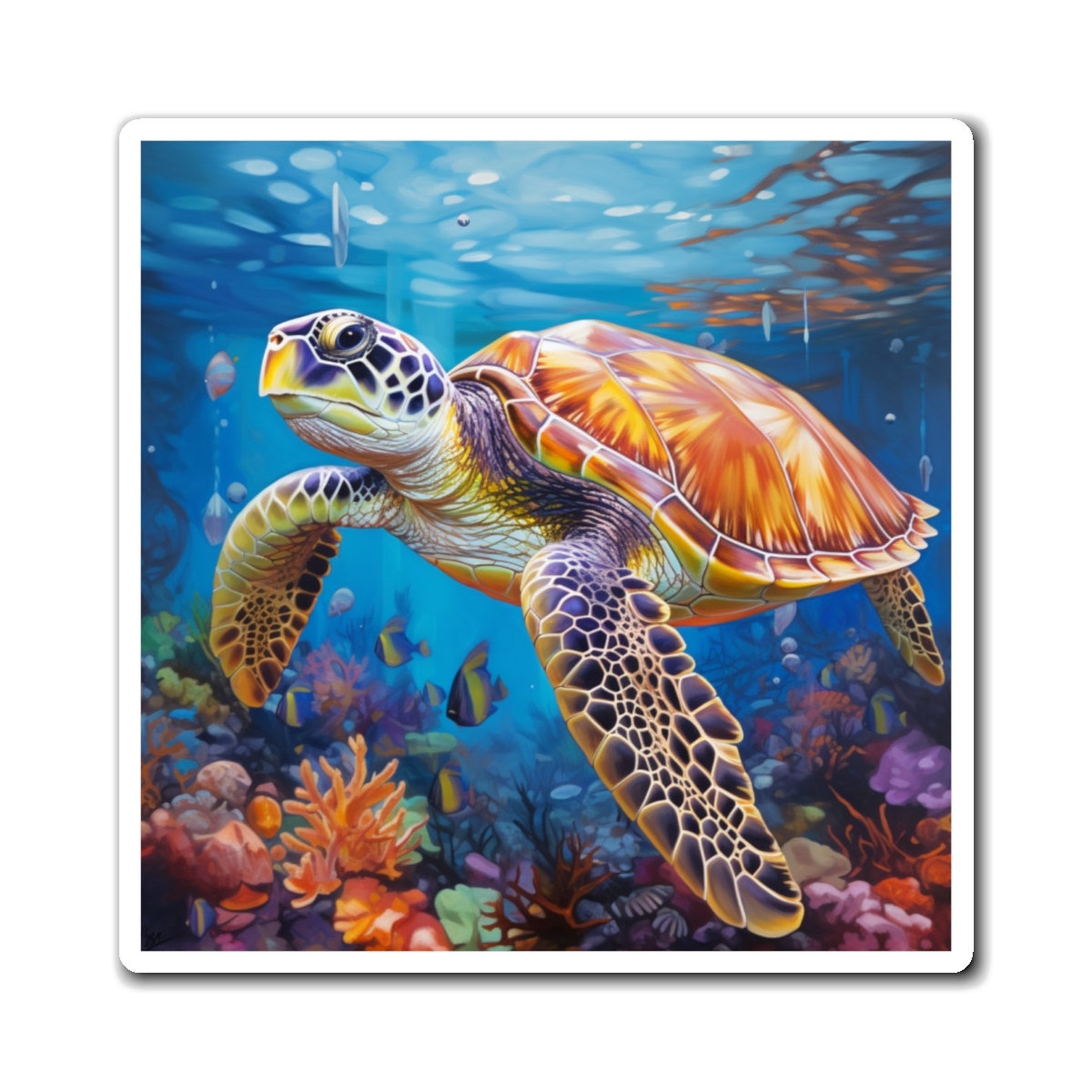Portrait of a Sea Turtle Magnets | Animal Fridge Magnet | Underwater ...