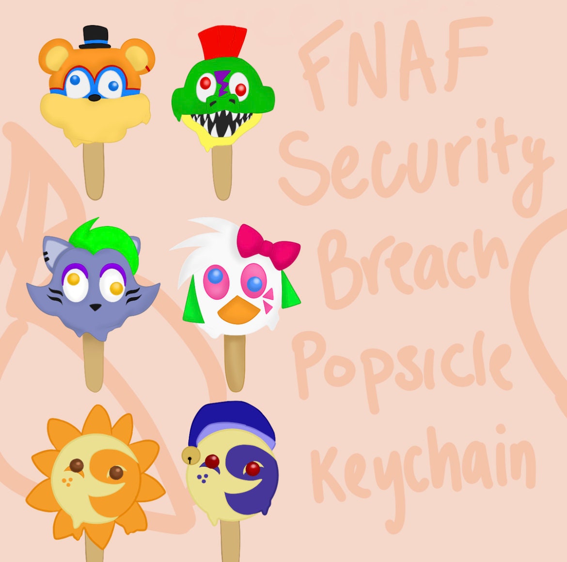 FNAF Security Breach Popsicle Acrylic Keychain - Etsy
