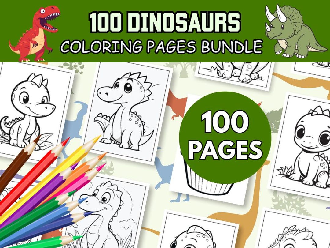 100 Dinosaurs Coloring Pages for Kids | Homeschool Toddler Activity ...