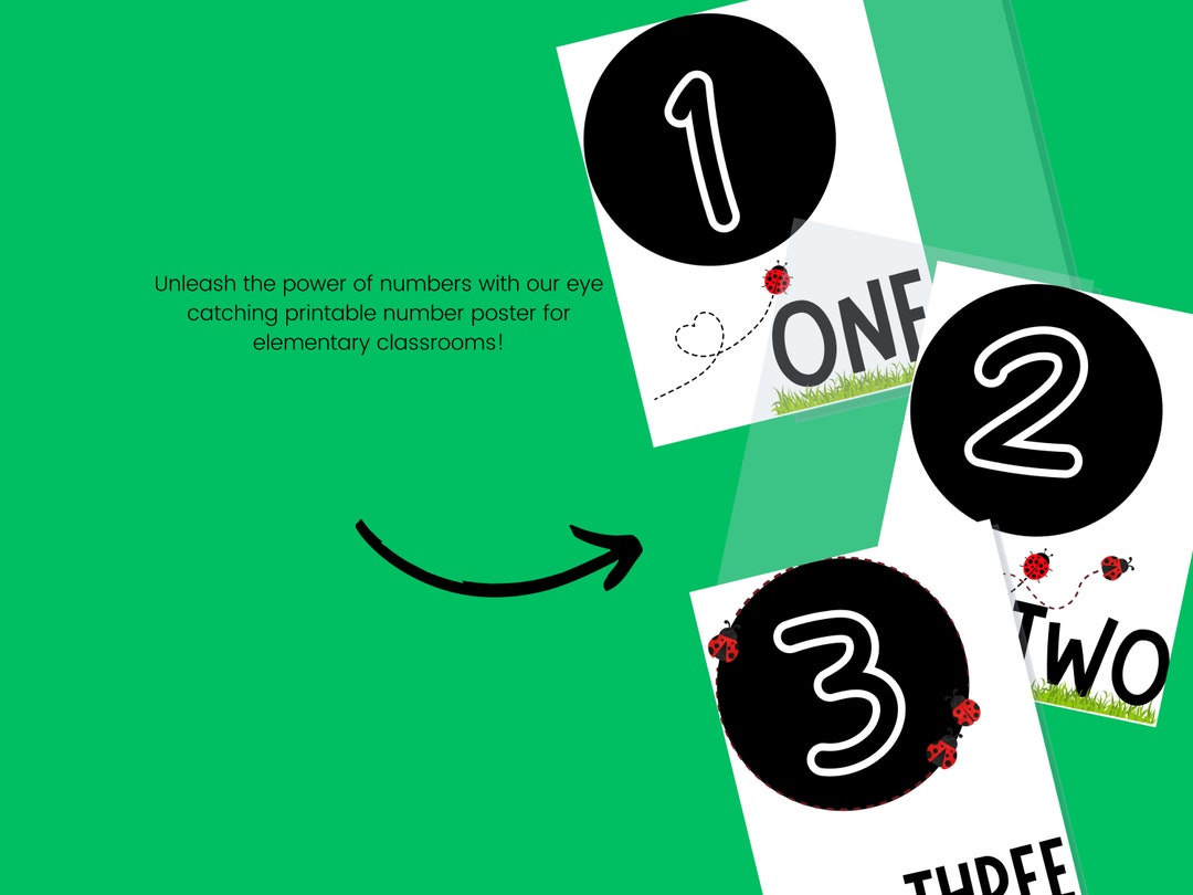 Ladybug Elementary Classroom Printable Number Posters 0-20/ Counting ...