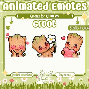 ANIMATED Groot Bundle Emotes for Twitch and Discord | Groot Emote Pack ...
