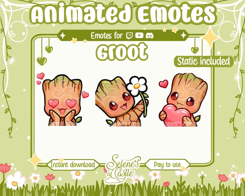 ANIMATED Groot Bundle Emotes for Twitch and Discord | Groot Emote Pack ...