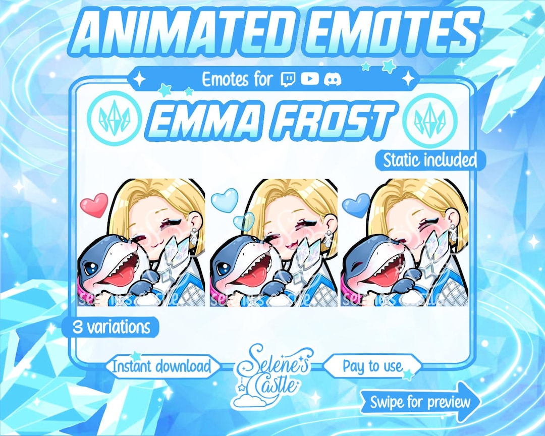 3x ANIMATED Emma Frost Hug Jeff Emotes | Emma Frost Heart Emote for ...