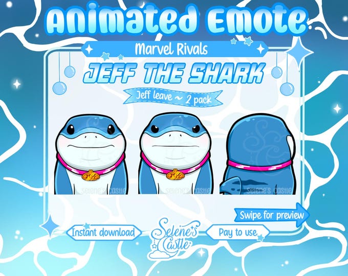 ANIMATED Jeff Leave Emotes 2 Pack | Jeff the Shark Emote for Twitch ...