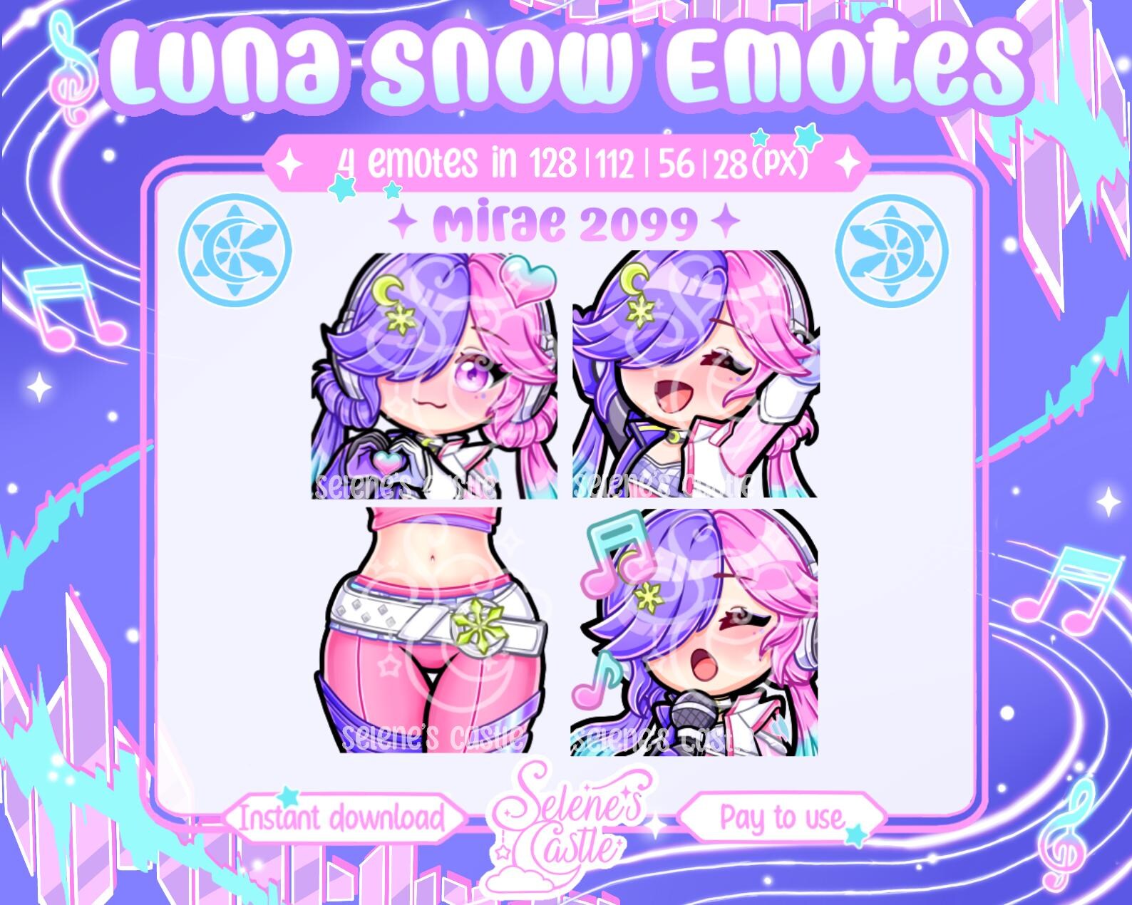 4x Luna Snow Mirae 2099 Emote Bundle | Luna Snow Pack Emotes for Twitch ...