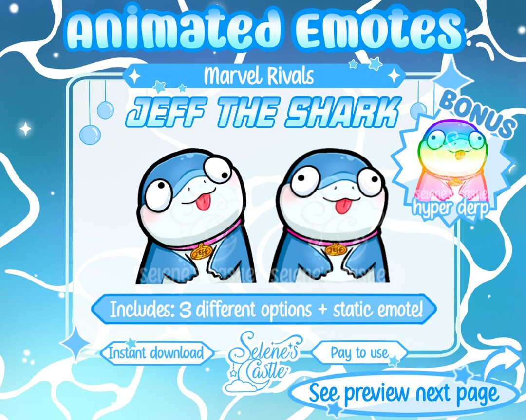 ANIMATED Jeff Derp Emote Bundle | Jeff the Shark Emote for Twitch ...