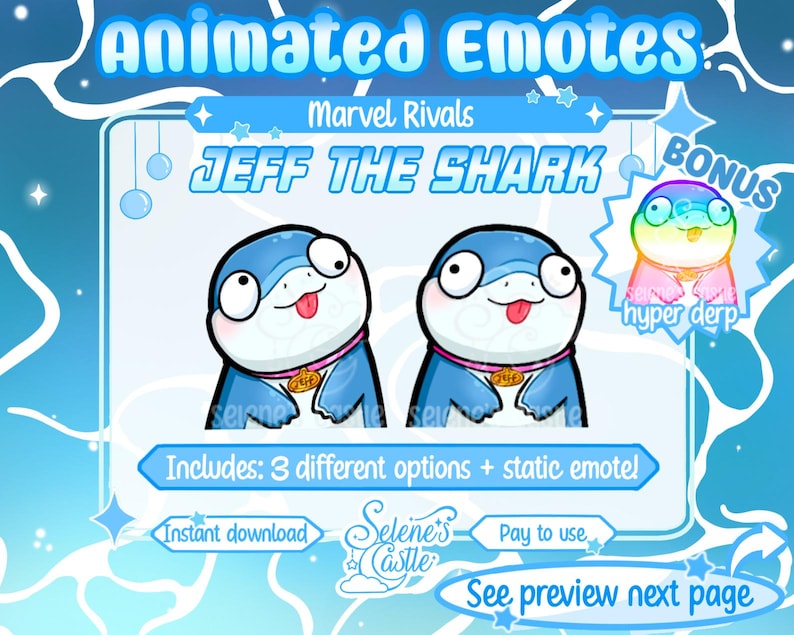 ANIMATED Jeff Derp Emote Bundle | Jeff the Shark Emote for Twitch ...