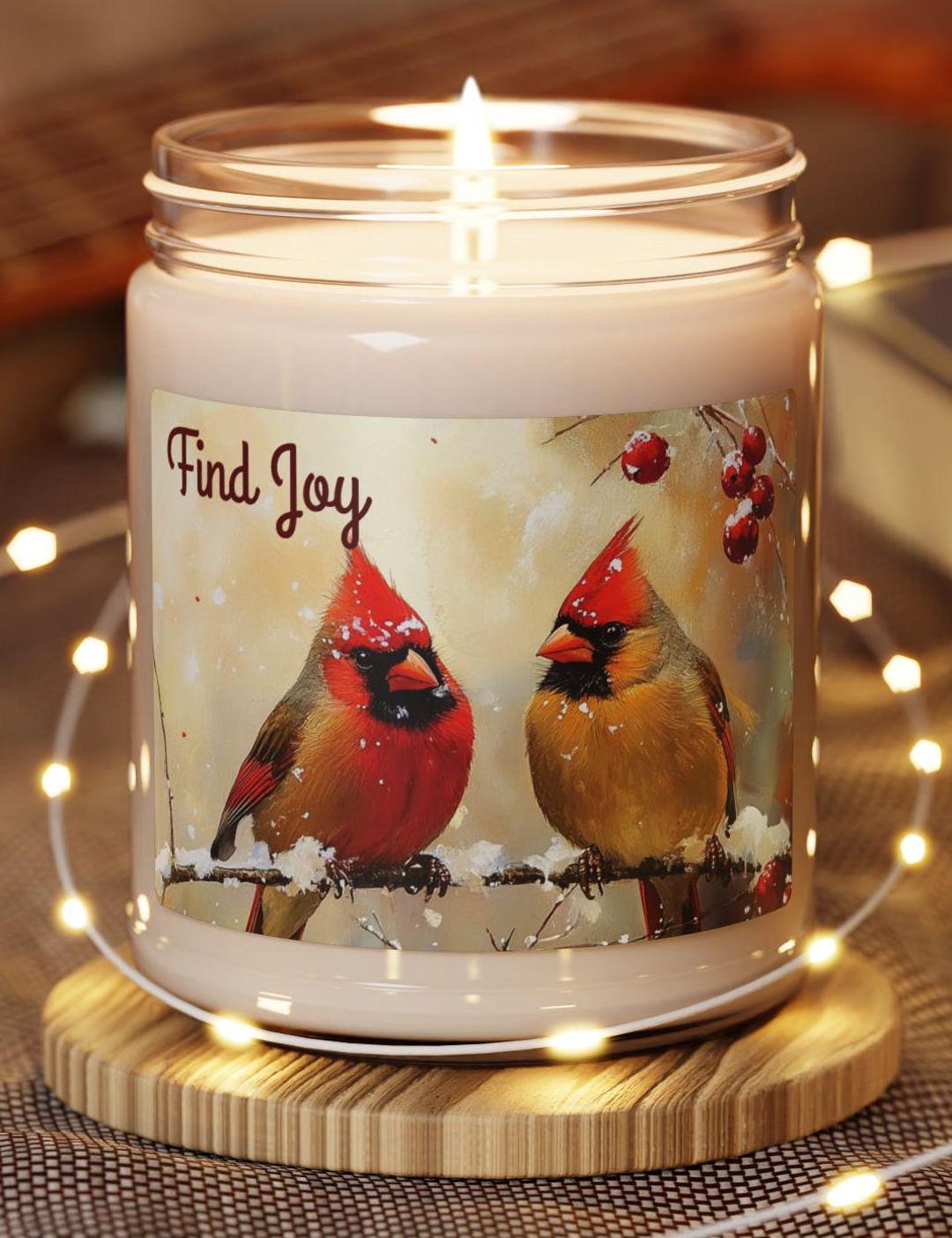Cardinal Find Joy Candle – Holiday Jar Candle With Cardinals, Sympathy ...