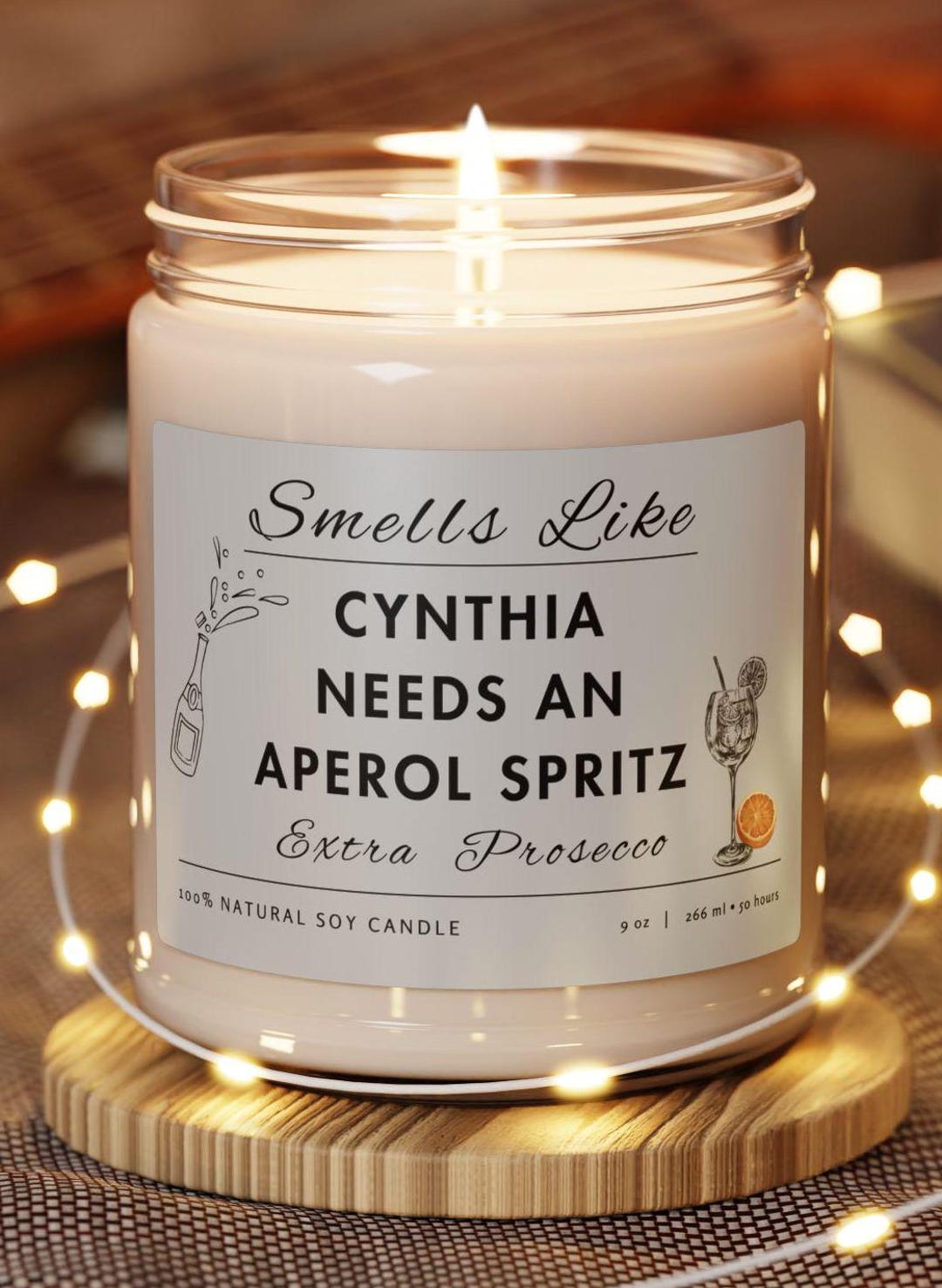 Personalized Aperol Spritz Candle-cocktail Candle-drink Candles - Etsy