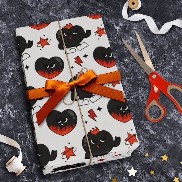 Black Character Wrapping Paper - Etsy