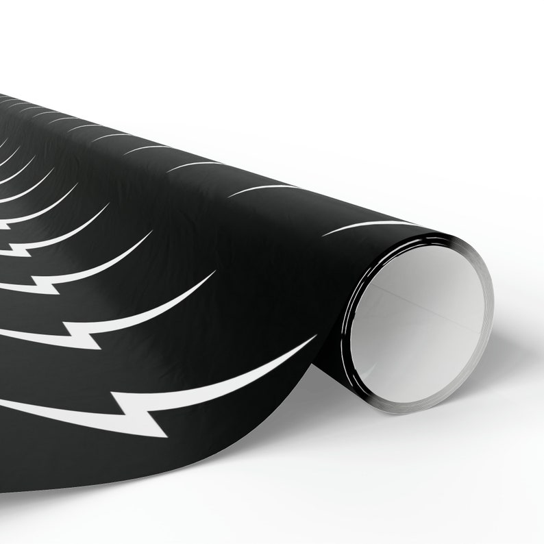 Lightning Bolt Wrapping Paper - Black and White Thunder Gift Wrap - 3 ...